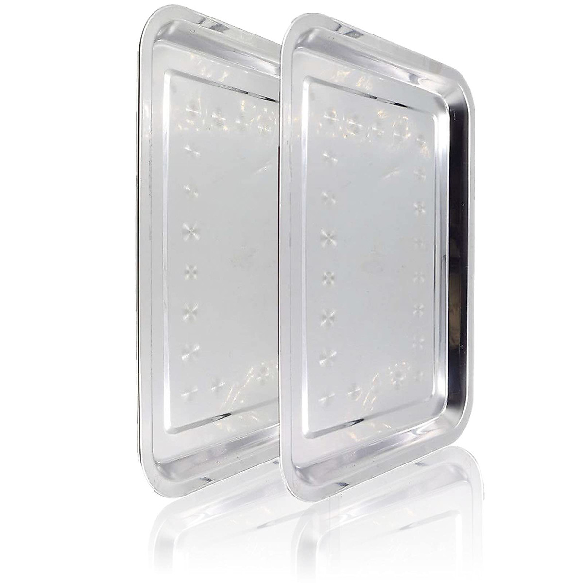 Tattoo Stainless Steel Tray - LEEYUKA 2PCS Stainless Steel Tattoo Tray Dental Medical Tray Piercing Instrument Tray Flat for Tattoo Machine Tattoo Kit Tattoo Supply