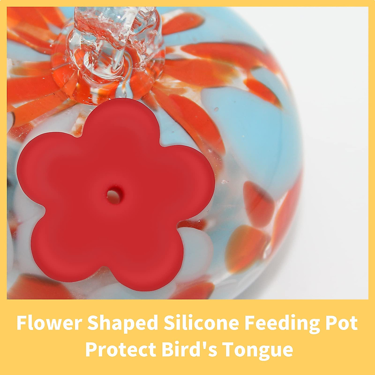 Hummingbird Feeder,Hand-Blown Glass Hummingbird Feeders for Outdoors Hanging with Hanging Ornament Hummingbird (Green)