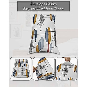 Navy Blue Orange Pillow Covers Standard Size Set of 2 20x26 Bed Pillow, Middle Century Geometric Abstract Art Aesthetics Plush Soft Comfort for Hair/ Skin Cooling Pillowcases with Envelop Closure