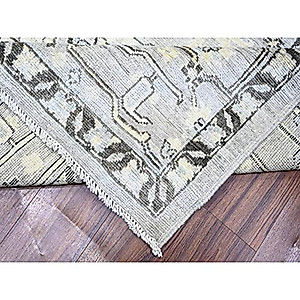 Shahbanu Rugs Silver Gray Afghan Angora Oushak with All Over Pattern Natural Dyes Soft Wool Hand Knotted Oriental Rug (8'1"x10'10")