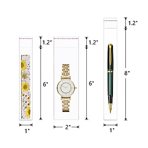 Doutop Self Sealing Cellophane Bags 2x6 500pcs Clear Bags 1mil Resealable Cellophane Bag for Packaging Candy Pen Gifts Favors Bookmarks Bracelet Key Chain Watch Disposable Tableware