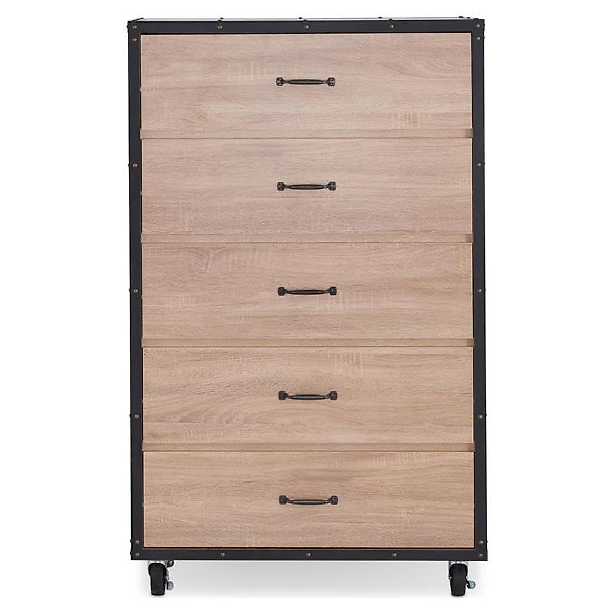 Acme Bemis Wooden Chest with Caster Wheels in Weathered Light Oak