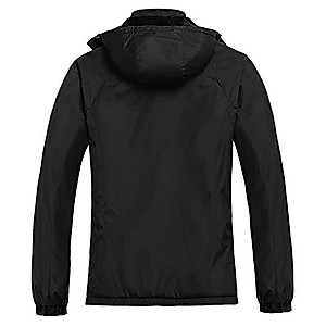 WHATWEARS Men's Winter Coats Waterproof Ski Jacket for Men Snow Coat Windproof Mountain Jackets with Hooded, Black, L