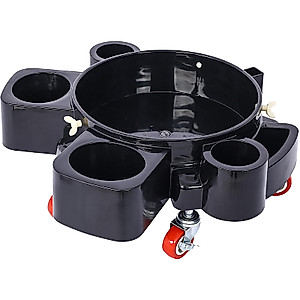 5-Gallon Bucket Dolly with 360° Swivel Casters, Heavy-Duty Rolling Cart with Locking Brakes for Car Wash and Detailing