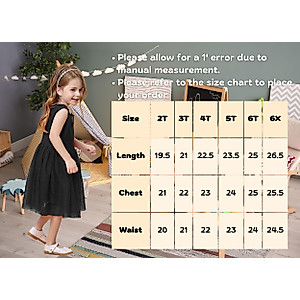 V.&GRIN Toddler Black Dress for Girls 5T, Tutu Tulle Princess Sundress for Tea Party Valentine and Back to School