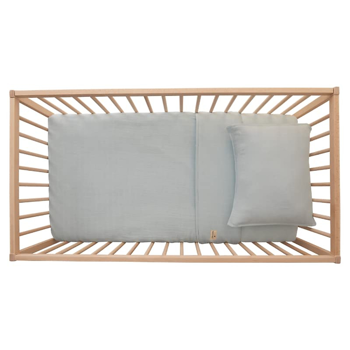 Muslin Crib Sheets for Boys and Girls, 28"x 52" + 9", 100% Cotton Neutral Fitted Sheet, Soft and Breathable, Solid Colors for Standard Crib Mattresses, Great for Baby, Kids and Toddlers (Baby Blue)