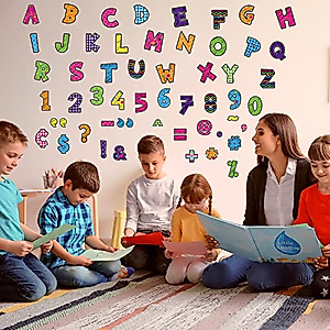 107 Pieces Bulletin Board Letters Chalkboard Letters Combo Alphabet Set Letters Number and Symbol Cutouts for Home Preschool Primary School Classroom Wall Decor, 5.51 x 5.51 Inches(Cartoon Style)