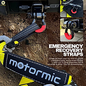 Motormic Recovery Tow Strap 3" x 30ft - Lab Tested 31,924 lb Break Strength - Triple Reinforced Loop Straps - Emergency Off Road Towing Rope
