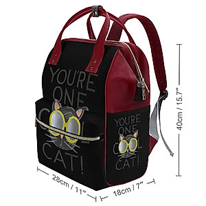 Sunglass Cool Cat Diaper Bag Backpack Large Capacity Mommy Bags Multifunction Nappy Bag Travel Back Pack Red-Style