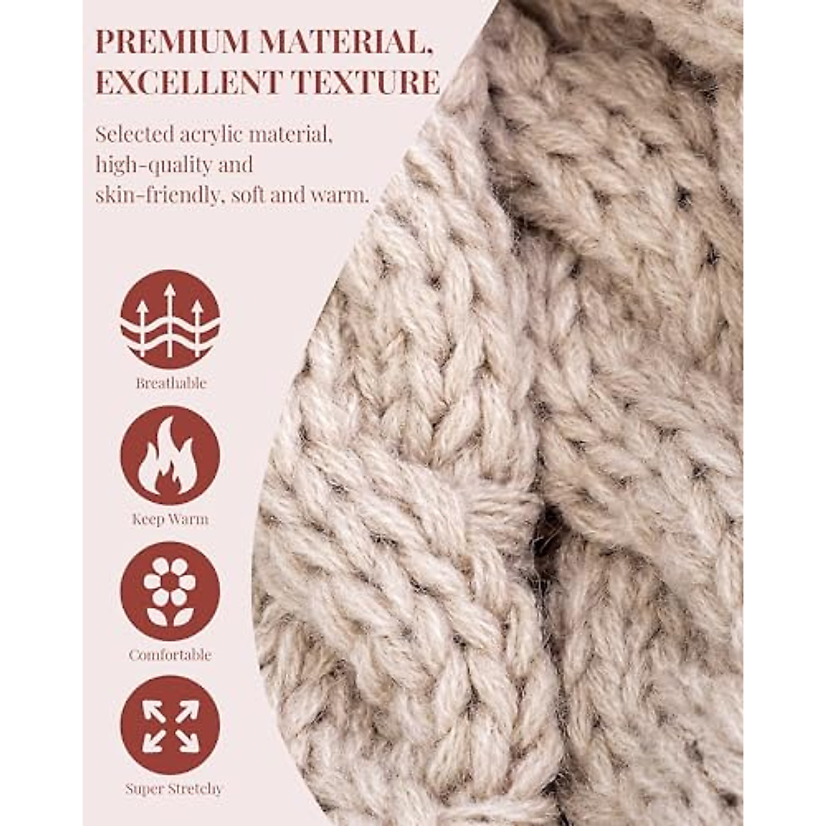 3 PCS Womens Beanie with Pom Pom, Knit Beanie Hats for Women Winter and Fall, Cute Warm Winter Hats for Ladies, Fashionable Skull Cap Beanies for Cold Weather-005