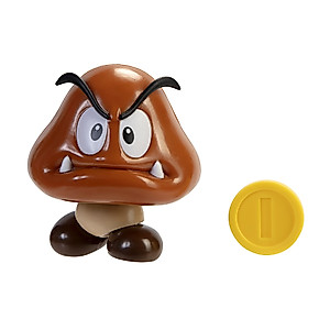 Super Mario Action Figure 4 Inch Goomba Collectible Toy with Coin Accessory