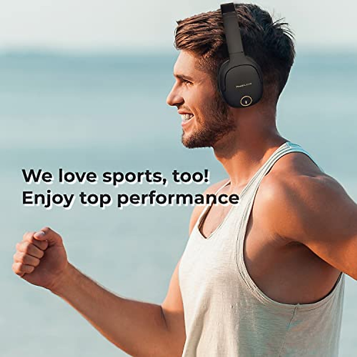 PowerLocus Bluetooth Headphones Over Ear, [Bass-Mode Button] Wireless Headphones, Foldable Hi-Fi Stereo, Soft Memory Foam Earmuffs, Metal Extendable Sides, Headset with Microphone for Phone/PC/TV