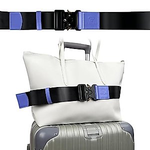 Luggage Straps for Carry On, Tuegher Add a Bag Travel Belt, Hands Free Luggage Helper, Adjustable and Stylish Belt with Metal Buckles for Second Bag, Tote, Airport Travel Accessory (Mar)