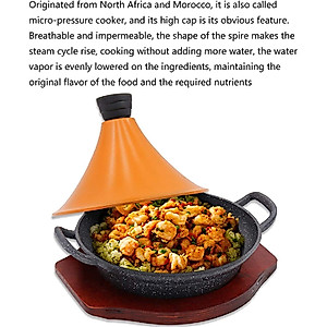 QIANMEI Ceramic Tagine Pot 20 cm Cast Iron Tagine|Slow Cooker with Enamel Lid Pot for Cooking Healthy Food|Smoke-Free Non-Stick Cookware Saucepan