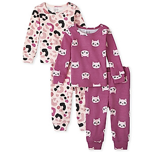 The Children's Place baby-girl and Toddler Long Sleeve Top and Pants Pajama Set Leopard 2 pack Baby & Toddler - PJ Set 18-24 Months