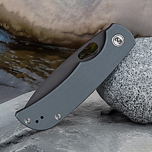 Miguron Knives M Moyarl Folding Knife,3.25" Dark Grey PVD 14c28n Blade Grey G10 Handle With Titanium Pocket Clip, Camping Hiking Pocket Knife MGR-806DG