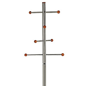 M&T Displays Free Standing 74 Inch Height Coat, Clothes, Hat Hanger Stand with Marble Base, Heavy Duty, Portable, Clothing Organizer Rack, Indoor Bedroom, Entryway, Hall Silver (Maze Cherry)