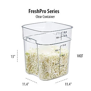 Cambro FreshPro 18Qt Food Storage Container in Clear for Industrial and Kitchen Use, Pantry Organization and Ingredient Freshness