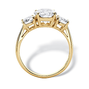 PalmBeach Jewelry 10K Yellow or White Gold Round Cubic Zirconia 3 Stone Bridal Ring Size 8