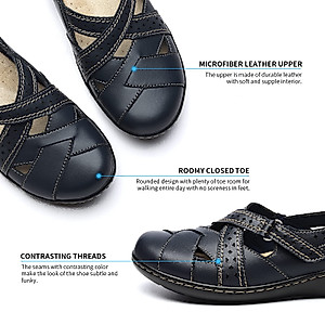 TERRIKAT Women's Casual Navy Loafers Cute Slip On Comfort Walking Flats Leather Driving Moccasins Fashion Closed Toe Boat Shoes 8.5 M US 1308-Lan8.5