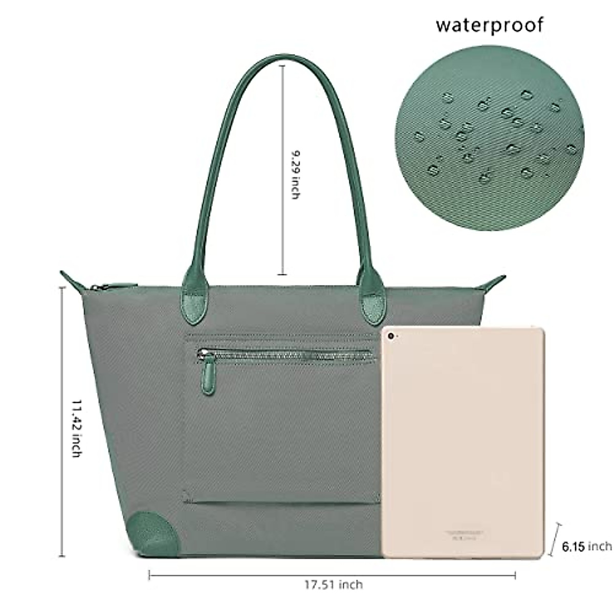 DORIS&JACKY Nylon Handbags For Women Leather Satchel Shoulder Purse Large Lightweight Work Travel Tote Bags Top Zipper (19-light green)…