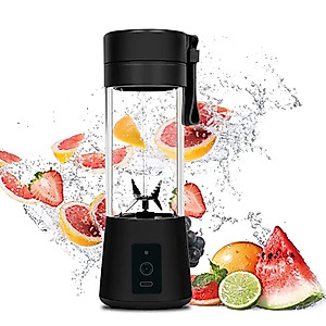 Portable Blender, 13.5 Oz Personal Size Juicer Cup for Smoothies and Shakes, USB Rechargeable with Six Blades, for Sports Travel and Outdoors - Blue,black,green,pink,yellow,purple super blender. (black)