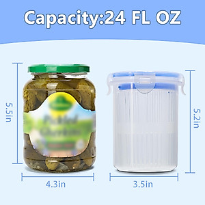 Qiuhome Pickle Container with Strainer, Pickle Jar with Strainer Jalapeno Container Pickled Food Container - 2 Pack