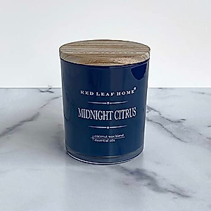 Red Leaf Home | Midnight Citrus Candle with Wooden Lid | Large | Aromatherapy | The Man Collection | 15.5oz Jar