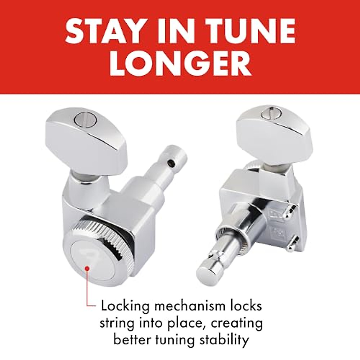 Fender Locking Tuners Stratocaster Guitar Tuners, Polished Chrome, Right Hand Guitar Tuners, 1.7x10x4.5 Inches, Set of 6 Guitar Tuning Machines