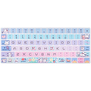 Sanfulin Keyboard Cover Skin for Apple iMac Wireless Magic Keyboard 2nd Gen (Model: A1644 MLA22LL/A) Without Numeric Keypad, Cute Silicone Skin Protector, Cute Bunny