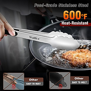 Food Grade Stainless Steel Kitchen Tongs for Cooking,BBQ - 7 ，9 and 12 Inch,Set of 3 Heavy Duty Locking Metal Food Tongs Non-Slip Grip