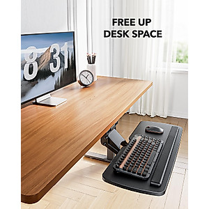 HUANUO Keyboard Tray Under Desk, 360 Adjustable Ergonomic Sliding Keyboard & Mouse Tray, 25" W x 9.8" D, Black