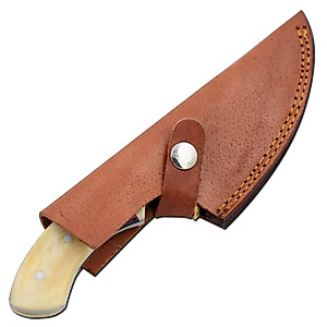 Wild Turkey Handmade Collection Full Tang Fixed Blade Real Bone Handle Skinner Knife w/Leather Sheath.. (5037)