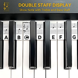 BEATBIT Piano Notes Guide for Beginner, Removable Piano Keyboard Note Labels for Learning, 88-Key Full Size, Made of Silicone, No Need Stickers, Reusable and Comes with Box (Classic Black）