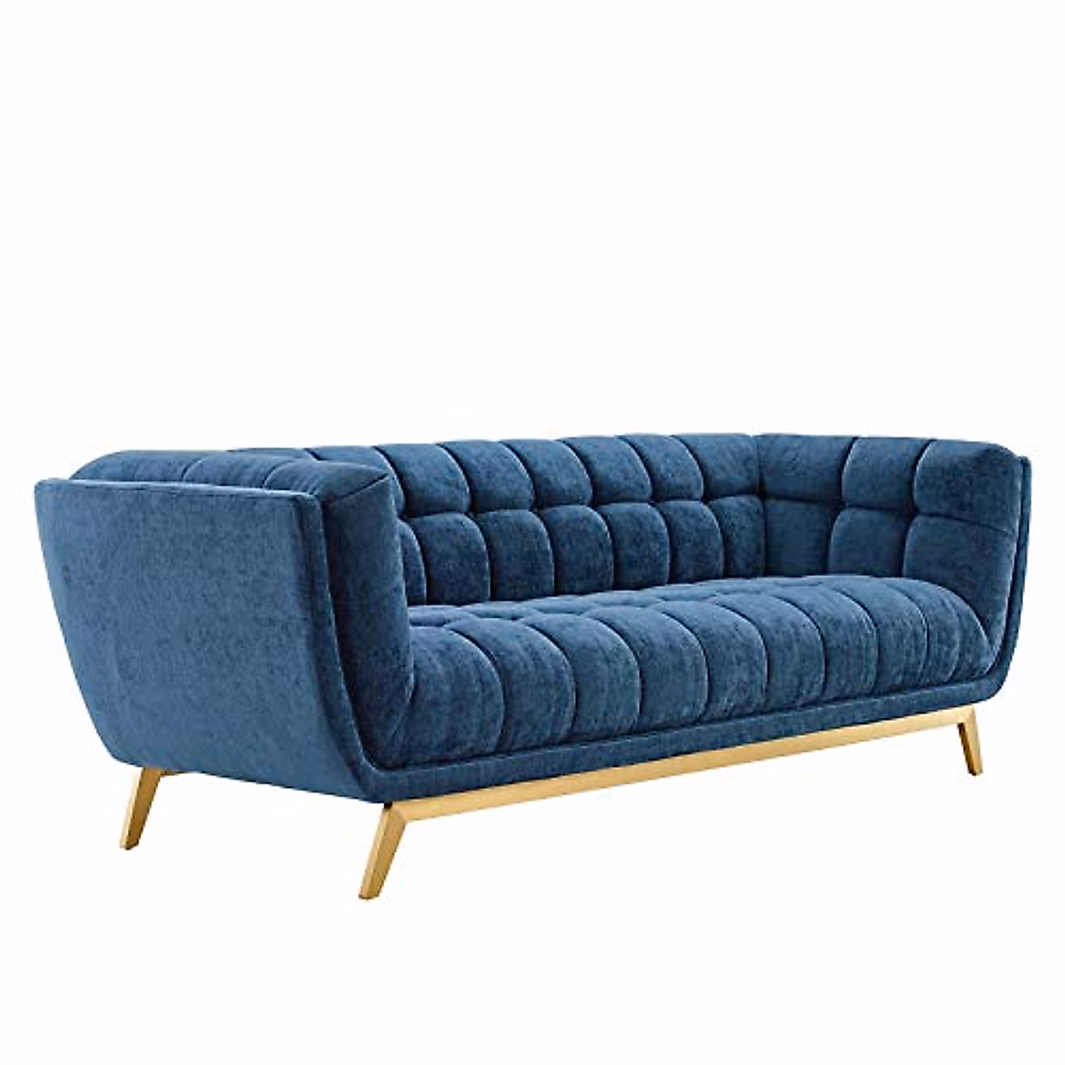 Modway Bestow Tufted Crushed Performance Velvet Sofa in Navy