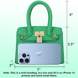 STAISE Vegan Leather Satchel Purse for Women, Trendy Mini Crossbody Shoulder Bag, Small Top Handle Handbag Evening Clutches (Grass Green)