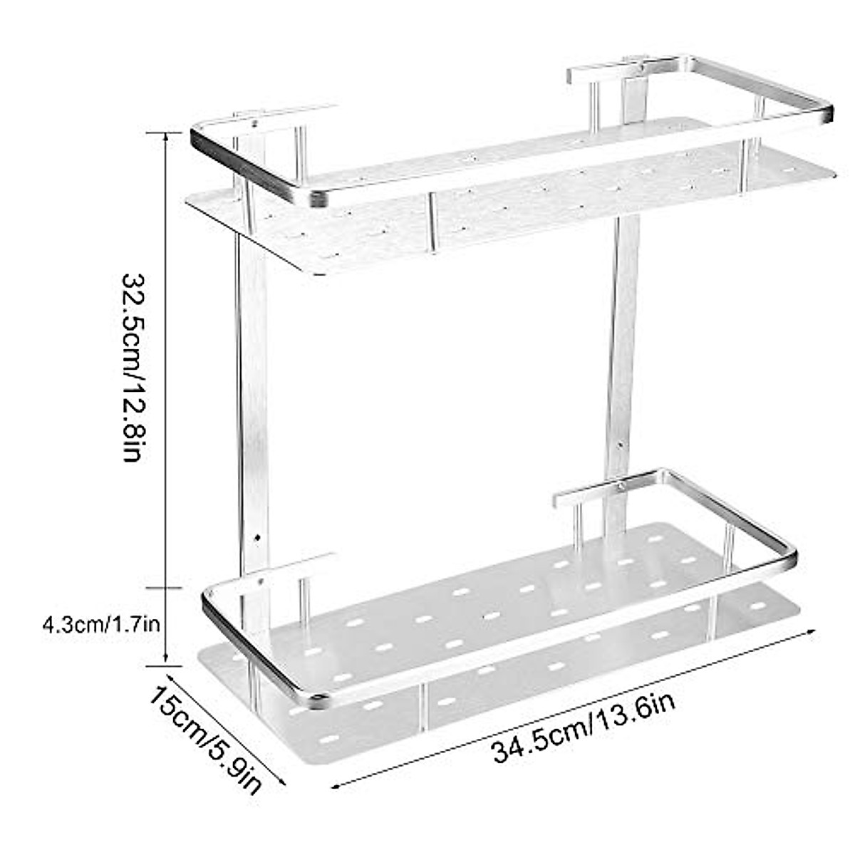 Bathroom Shelves Wall Mounted Space Aluminum Storage Shelves 2 Tier Kitchen Bathroom Storage Rack Shelf Home Organizer Shelving Storage Unit