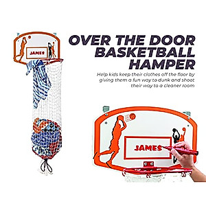 Etna Over the Door Basketball Laundry Hamper -Space Saving Hanging Laundry Hamper with Metal Ring, Backboard, Drawstring Bag-Fun Laundry Hamper to use in Kids Room, Dorm Rooms, Dunk Away Dirty Laundry