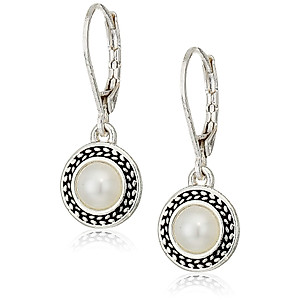 Napier Women's Silvertone and White Pearl Drop Leverback Earrings
