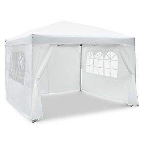 PHIKOOVA 10 x 10 ft Pop up Canopy Tent with 4 Sidewalls & 4 Sand Bags, Instant Folding Canopy Shelter with Elegant Church Window Outdoor Gazebo Easy Party Wedding Events Tent(White)