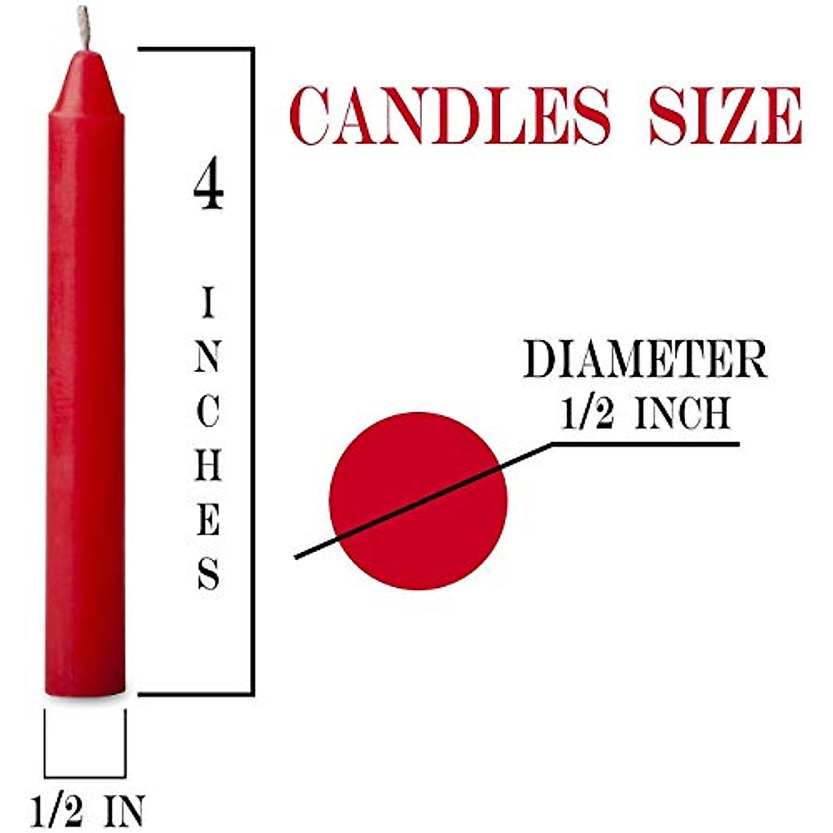 100 pcs Bulk Red Candles for Christmas Tree - Angel Chime Decorations - Christmas Pyramids Carousel - 4 inch X 1/2 inch Diameter - 1.5 Hour Burn Time.Unscented