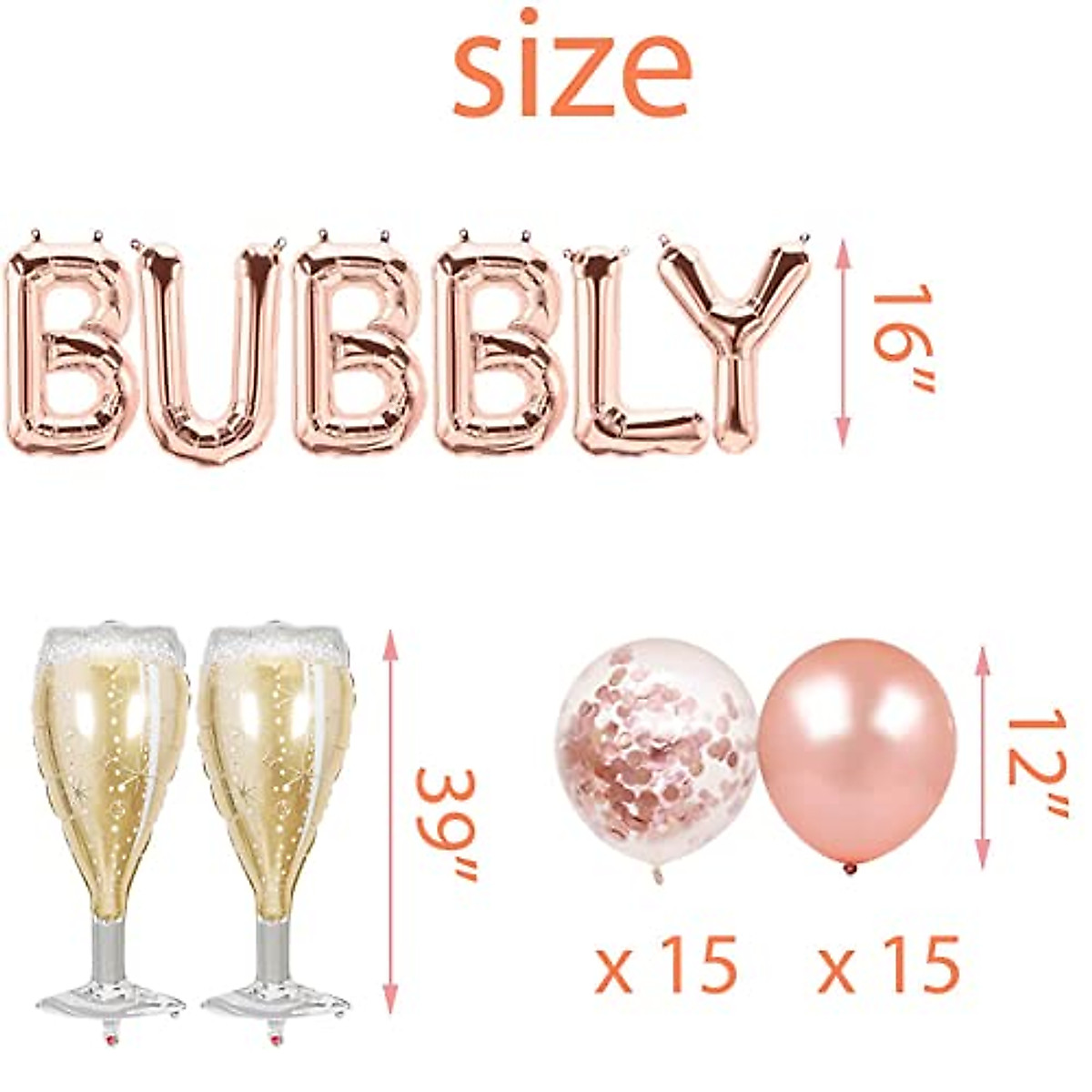 Bubbly Bar Balloons Rose Gold Mimosa Bar Party Banner Bride To Be/We are Engaged/Bridal Shower/Just Married/Bachelorette/Wedding/Champagne Brunch Themed Happy Anniversary Party Supplies Decorations