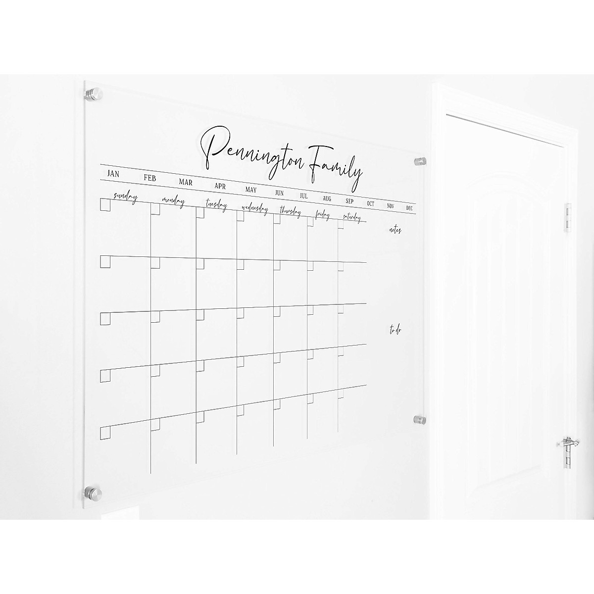 Dry Erase Acrylic Calendar for Wall, Clear Modern Calendar