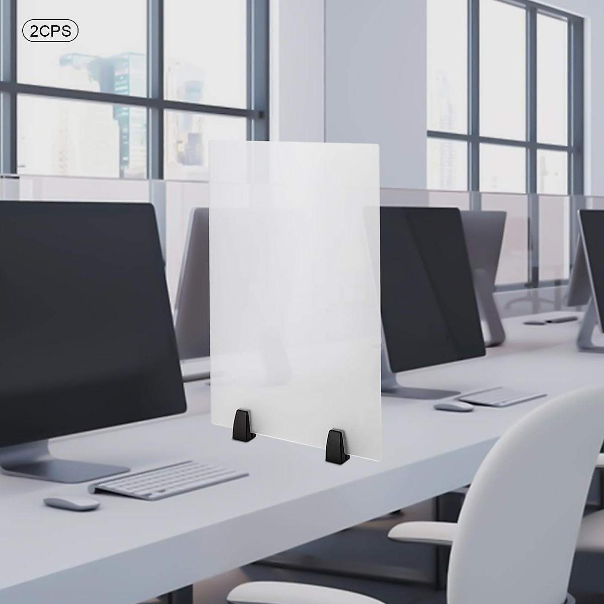 2 Pack Desk Privacy Panels,Modern Dual Frosted Plexiglass 24 x 18 inch Clamp-on Desk Privacy Panels,Acrylic Cubicle Desk Dividers,Office Partitions (24 in x 18 in)