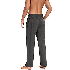 COOFANDY Men's Cotton Sweatpants Casual Loose Fit Drawstring Pants with Pockets Dark Heather Grey