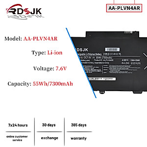 AA-PLVN4AR Laptop Battery for Samsung ATIV Book 9 Plus 940X3G NP940X3G NP940X3G-K01US K01AU NP940X3G-K02US NP940X3G-K03US NP940X3G-K04US K05US K03HK NT940X3G NP910S5J NT910S5J-K59W Series 7.6V 55Wh