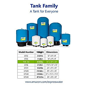tankRo RO132-TNK RO Water Filtration System Expansion Tank 4 Gallon Capacity – NSF Certified – Compact Reverse Osmosis Water Storage Pressure Tank 1/4" Tank Ball Valve