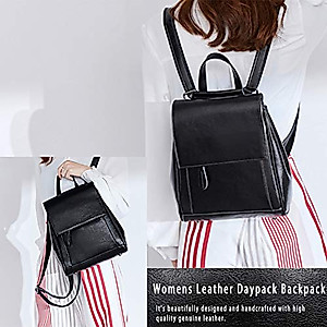 Womens Backpack Purse Soft Leather Antitheft Rucksack Ladies Versatile Shoulder Bag Daypack Travel Office Bag Black