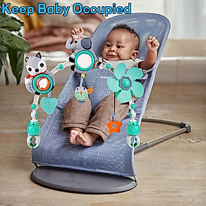 Baby Stroller Arch Mobile, Adjustable Musical Arch Toys Mobile for Crib with Universal Clamps, Versatile Activity Toy Bar for Baby Bouncer Infant Baby Car Seat Toys Mobile for Bassinet Swing - Gray