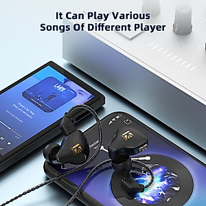 YINYOO KBEAR KS1 in Ear Monitor Bass Earbuds Wired Earbuds,Clear Sound Stereo Headphones, Vocals Forwards High Resolution Noise Canceling Earphones, Dual Magnectic Circuit Dynamic Detachable Cable